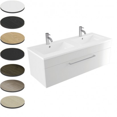 VERONA WALL VANITY 1200 DOUBLE BOWL 1 X DRAWER