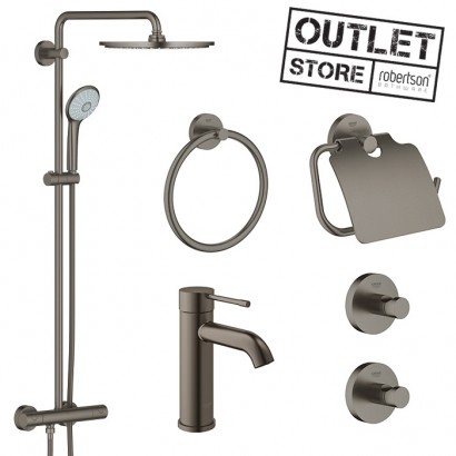 GROHE BRUSHED HARD GRAPHITE COLUMN SHOWER PACKAGE